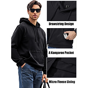 MAGCOMSEN Mens Sweatshirts Hoodies Athletic Hoodie Casual Sweatshirts Pullover Plain Blank Cotton Sweatshirts Black XL