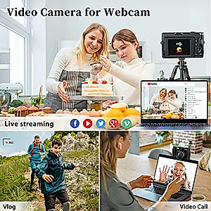 4K Digital Camera with SD Card [Autofocus & Anti-Shake] 48MP Video Camera for Beginners' Photography Vlogging YouTube, 16X Zoom 180° Flip Screen Compact Travel Camera with 2 Rechargeable Batteries
