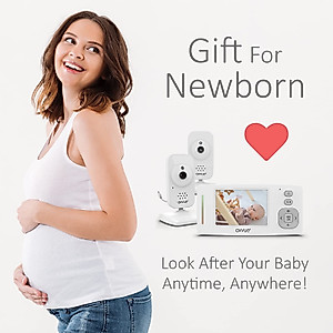 Axvue Video Baby Monitor, Slim Handheld, Non-Slip Design, 2.8" Horizontal Screen Monitor & 2 Camera,12 Hour Battery Life, 2-Way Talk, Night Vision, Temperature Monitor, No WiFi.