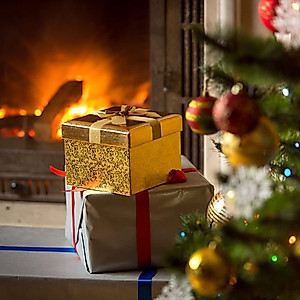 LIUYAXI 4 Rolls 3/8" Christmas Ribbon - Glitter Metallic Ribbon & Satin Ribbons Set, Total 100 Yards Xmas Holiday Festival for Gift Wrapping, Crafts, Festival Ornaments, Wedding Party Decoration