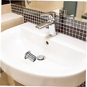 LIFKICH Leaking Tub Drain Bath Tub Filter Water Trough Bath Tub Stopper Bathtub Filter Drain Pipe Sink Stopper Replacement Bathroom Sink Stoppers Washbasin Silver