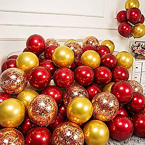 Red Latex Party Balloons, 50 pcs 12 Inch Dark Red Balloons for Wedding, Birthday Party, Valetine's Day, New Year, Christmas Party Decorations