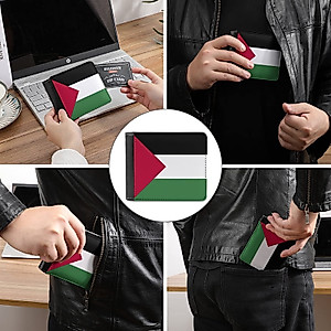 Wallets for Men Palestine Flag Bifold Leather Pocket Wallet Short Purse Personality Fashion Card Holders