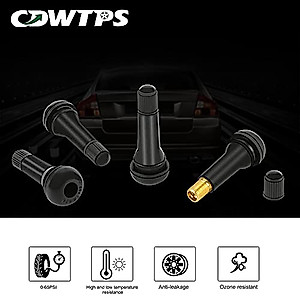 CDWTPS TR414 Tire Valve Stem,Rubber Snap-in Short Black Stem for Tubeless 0.453 Inch 11.5mm Rim Holes on Standard Vehicle Tires(8pcs/Bag)
