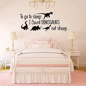 to Go to Sleep I Count Dinosaurs Not Sheep Vinyl Wall Decals Kids Room Bedroom Nursery Cartoon Wall Art Home Decor Stickers