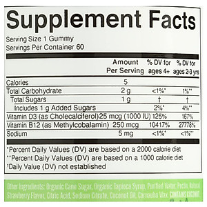 Vitamin D3 + Vitamin B12 | 2 Month Supply | Vitamin D & B12 Vitamin Supplements for Adults & Kids | Supports Bone Health | Promotes Energy Boost | Vegan | Non-GMO | Gluten Free | 60 Servings