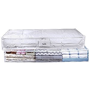 Clear Underbed Storage Bag - Durable Vinyl Material to Shield Your Contents from Dust, Dirt and Moisture. Easy Gliding Zipper for Easy Access and Label Pocket for Easy Identification. (2-Pack)