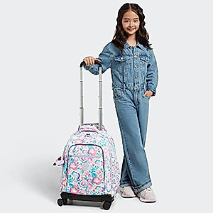 Kipling New Zea 15" Printed Laptop Rolling Backpack Aqua Flowers