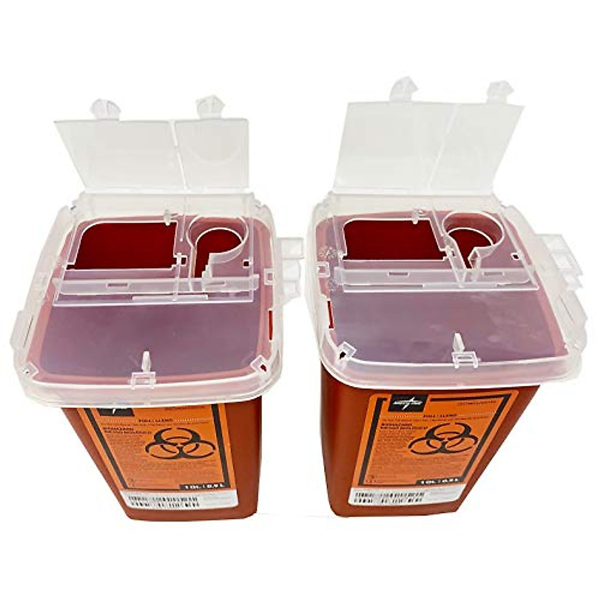 Medline Portable Sharps Container with Lid, Red, 1 Qt (2 Pack)