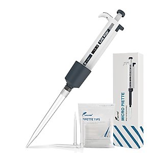 LAB FISH Laboratory Micropipette 2-10ml Capacity High Accurate Single Channel Pipettor Manual Adjustable Volume Pipettes Increment 0.1ml with 20pcs 10ml Pipette Tips Set