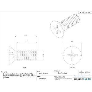 Small Parts 18-8 Stainless Steel Machine Screw, Plain Finish, Flat Head, Phillips Drive, Meets ASME B18.6.3, 5/16" Length, Fully Threaded, #4-40 UNC Threads (Pack of 100)