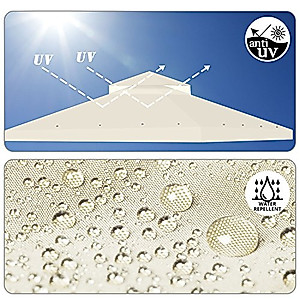 Flexzion 10'x10' Gazebo Replacement Canopy Top Cover (Ivory) - Dual Tier with Plain Edge Polyester UV30 Water Resistant for Outdoor Garden Patio Pavilion Sun Shade