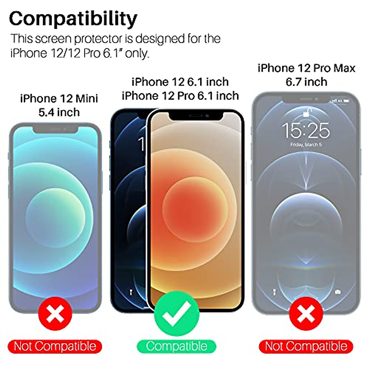 LK 4 Pack Screen Protector for iPhone 12 / iPhone 12 Pro 6.1-inch, Tempered Glass, Alignment Frame Easy Installation, 9H Hardness, Bubble Free, Work Most Cases