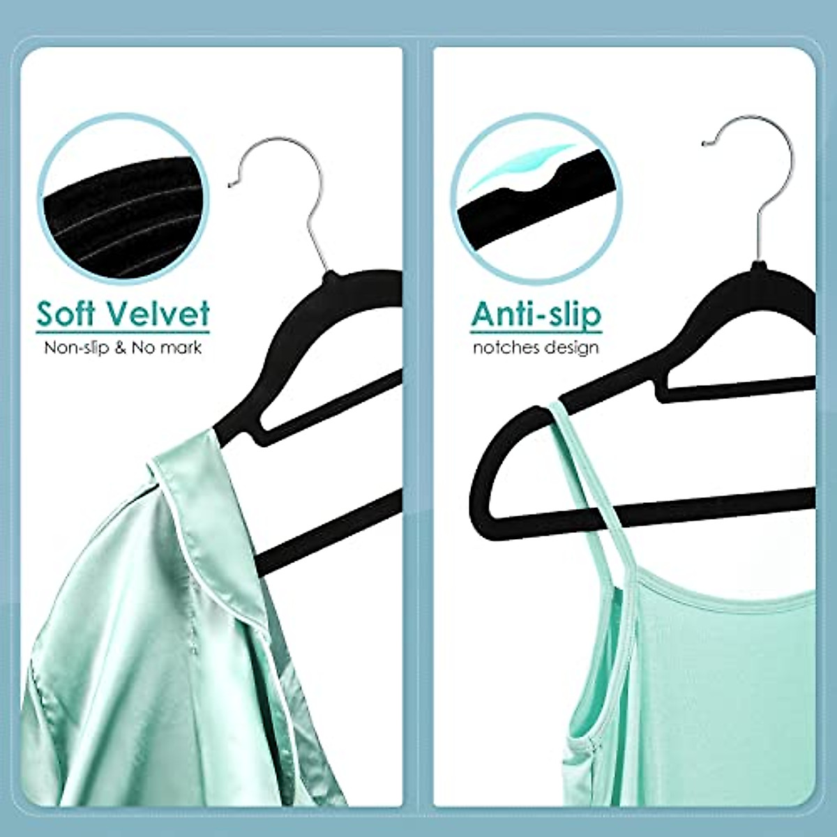 Velvet Hangers Non Slip Felt Hangers, DUDUCOFU 30 Pack Black Velvet Hangers Clothes Hangers Space Saving Slim Hangers with 360 Degree Swivel Hook for Suits Coats, Jackets, Pants, and Dress Clothes