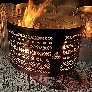 solotour Portable Camping Fire Pit with Grill,Wood Burning Outdoor Bonfire Fireplace |13.7x13.9 Inch with Carrying Bag