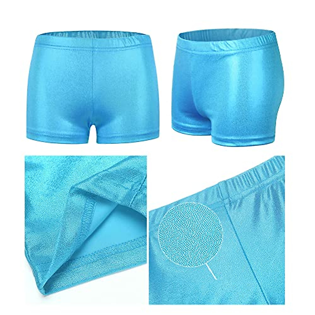 PythJooh Girls Dance Shorts, Little Girls Sparkle Glitter Gymnastics Shorts Metallic Athletic Dancewear Shorts 3-14 Years