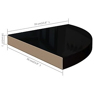 DYRJDJWIDHW Floating Corner Shelves 4 pcs Bookshelf for Bedroom,Shelves,Wood Bookcase,Suitable for Bedroom, Office, Living Room, Study,High Gloss Black 13.8"x13.8"x1.5" MDF