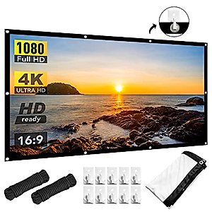 Projector Screen 100 inch, COI Outdoor Movie Screen 16:9 Foldable and Anti-Crease，Portable Projector Screen for Home Theater Outdoor Indoor Support Double Sided Projection