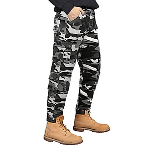 BOJIN Men's Cargo Pants Casual Military Army Camo Relaxed Fit Cotton Combat Camouflage Cargo Work Pants with 8 Pockets(CK026)- Camo Grey 38
