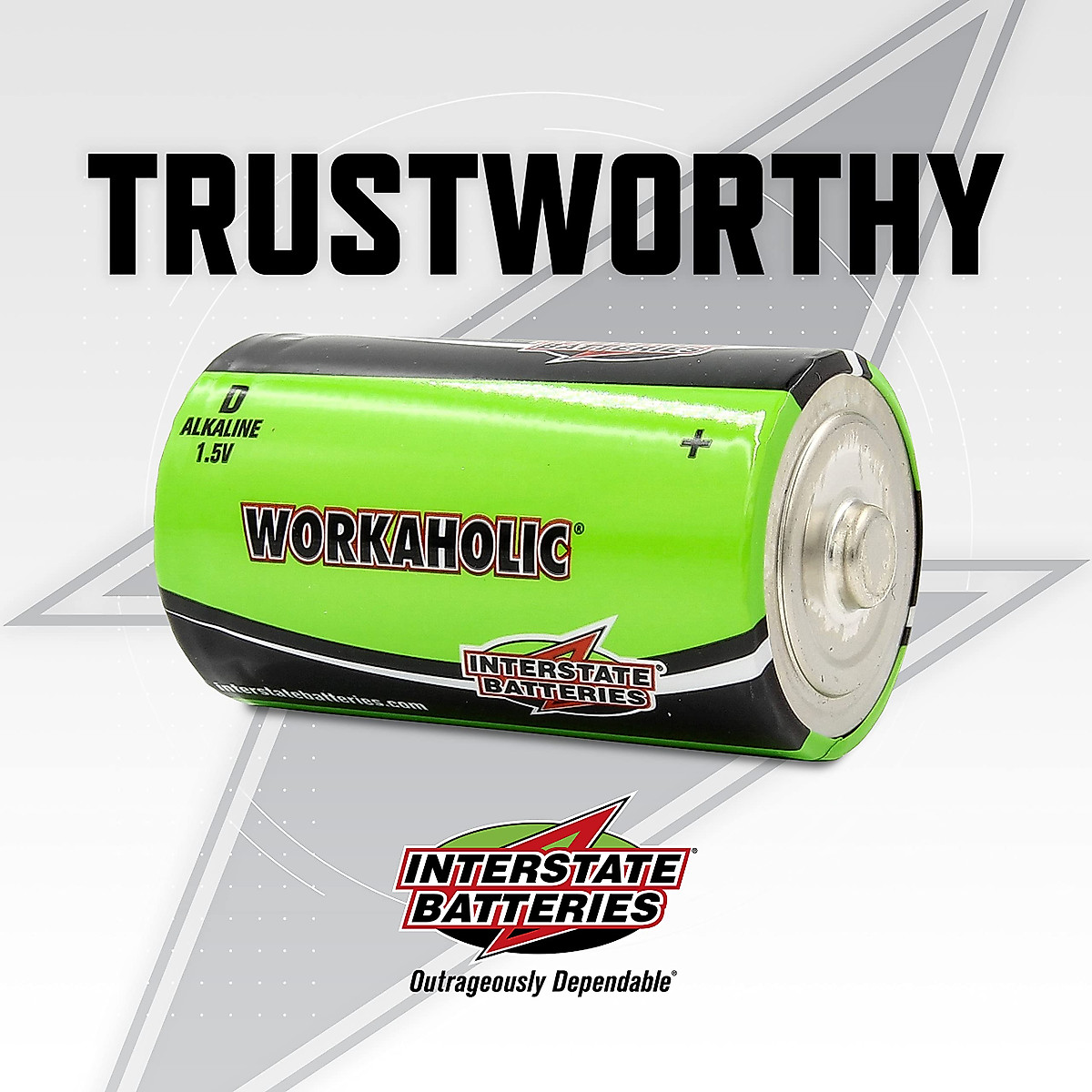 Interstate Batteries D Cell Alkaline Battery (12 Pack) All-Purpose 1.5V High Performance Batteries - Workaholic (DRY0085)