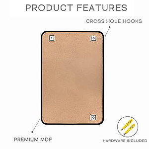 Minuover Wall Mount Mirror for Bathroom, Brush Black Metal Framed Rounded Corner Rectangular Vanity Mirror (24" x 36", Black)