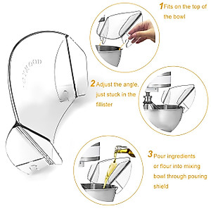 Pouring Shield, GUCHO Universal Pouring Chute for KitchenAid Bowl-Lift Stand Mixer Attachment/Accessories (pouringA)