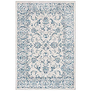 SAFAVIEH Brentwood Collection 3' x 5' Light Grey/Blue BNT854G Oriental Floral Scroll Non-Shedding Living Room Bedroom Accent Rug