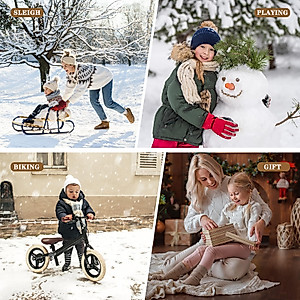 Winter Hat Gloves Scarf Set for Kids Earflap Beanie with Cute Pom Knit Girls Children Baby Toddler Pink Warm Wool Fleece Lining 6 7 8 9 10 Years Old