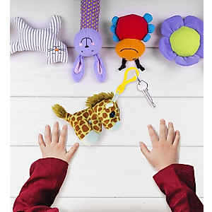 Puzzled DolliBu Big Eye Giraffe Plush Keychain - Stuffed Giraffe Keychain, Fluffy Plush Keychains for Backpack, Purse, Wallet, or Bag, Cute Zoo Party favors Keychain Charm for Kids and Adults - 6 Inch