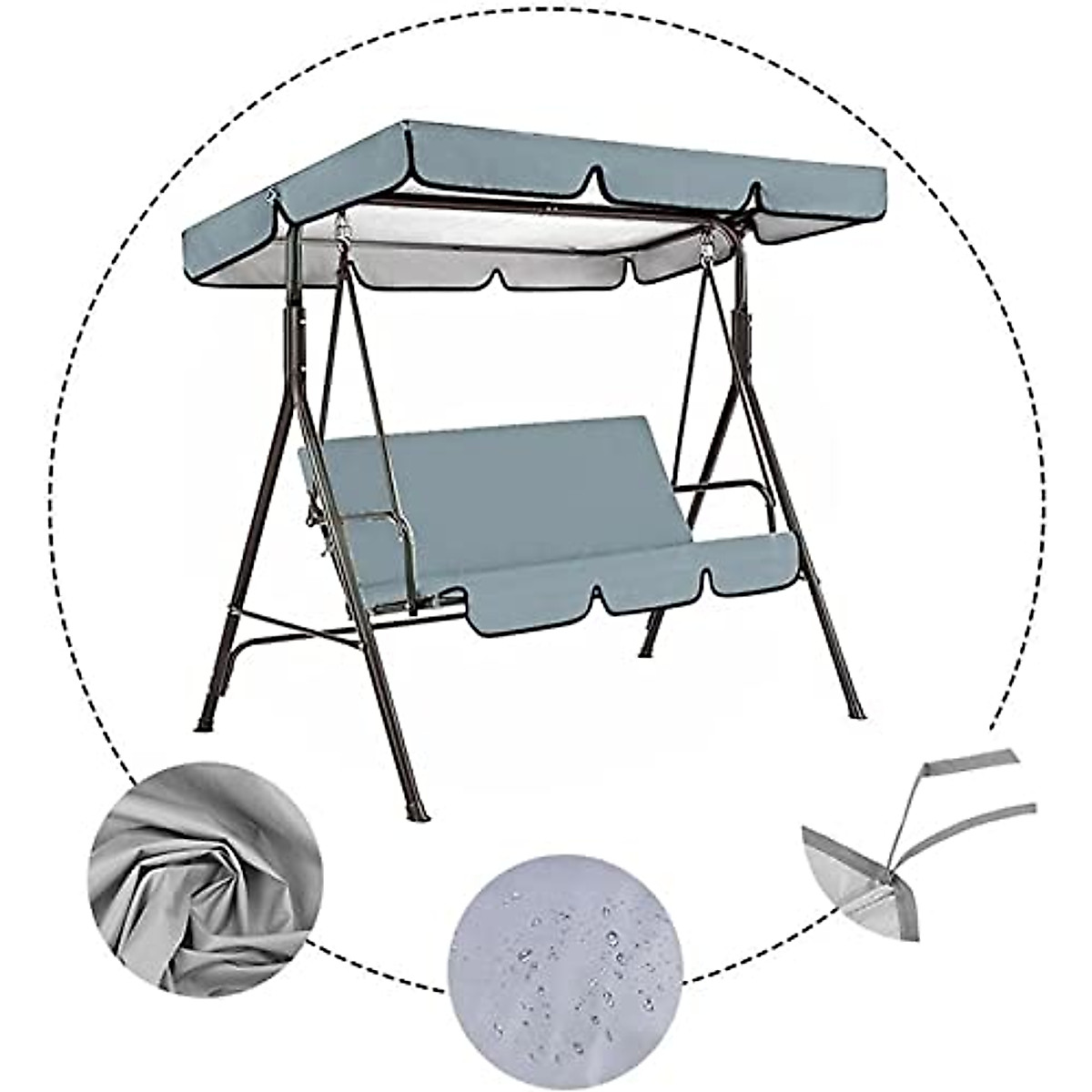 Swing Top Cover Universal Replacement Canopy for Garden Swing Seats,Swing Chair Cover Outdoor Waterproof Swing Cover Replacement,Garden Outdoor Furniture Swing Chair