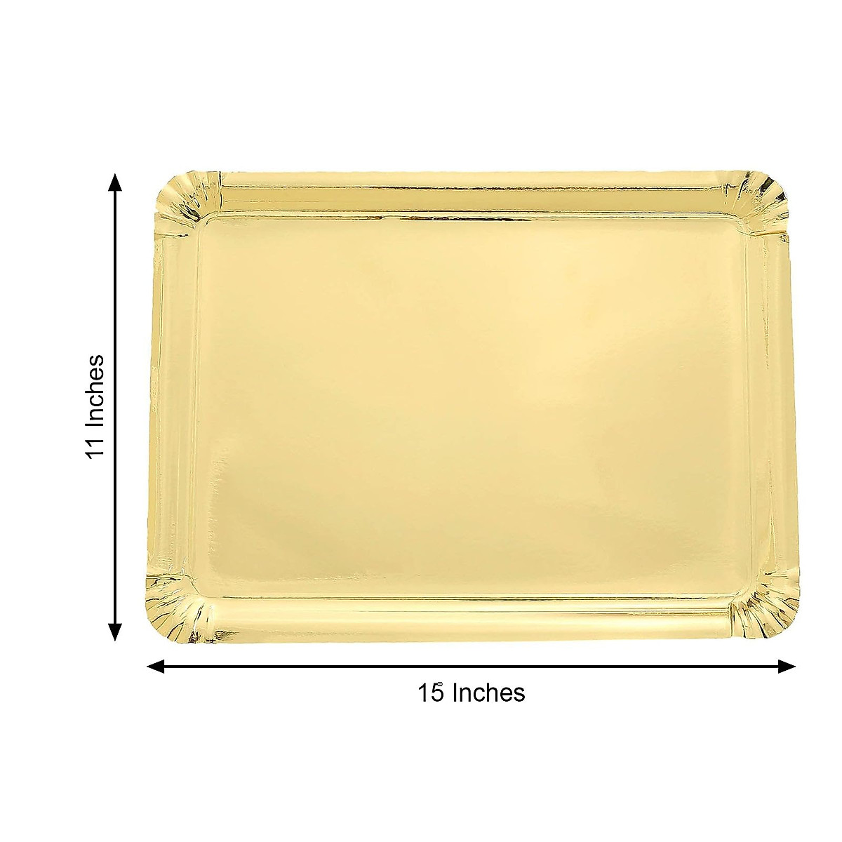 Efavormart 10 Pack | 15"x11" Gold Paper Cardboard Serving Trays, Rectangle Party Platters - 400 GSM