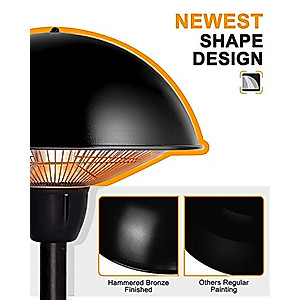 Star Patio Electric Patio Heater, Tabletop Heater, Infrared Heaters, Electric Outdoor Heater, Outdoor Space Heater, Portable Heater with Hammered Bronze Finished, 1500W, STP1566-BT