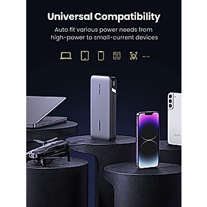 UGREEN 145W Power Bank for Laptop, 25000mAh Portable Charger with USB-C Fast Charging, 3-Port, Digital Display, Fast Recharge, Compatible with MacBook Pro, iPhone 14 Series, Samsung, AirPods, and More