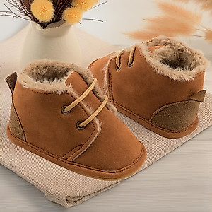 CENCIRILY Baby Booties Newborn Girl Boy shoes Infant Fleece Cozy Fur Lining Winter Warm Ankle Boots Rubber Sole Anti-Slip Prewalker Boots