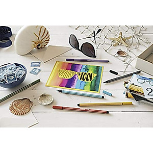 STABILO Pen 68 Fibre Tip Pens Desk Set Turquoise - Assorted Colours, Pack of 20