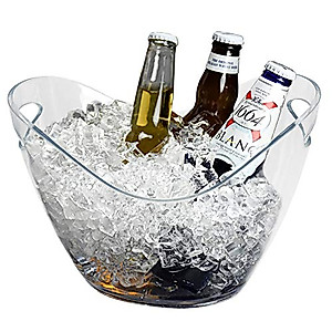 Yesland Ice Bucket, Clear Acrylic 3.5 Liter Storage Tub, Beer Bucket Beverage Chiller Bin for 2 Wine, Champagne Bottles, Beer Bottles