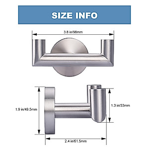 ALEASHA Brushed Nickel Double Towel Hook Shower Towel Hook Stainless Steel, Heavy Duty Towel Hook for Bathroom, Wall Mount Robe Hook