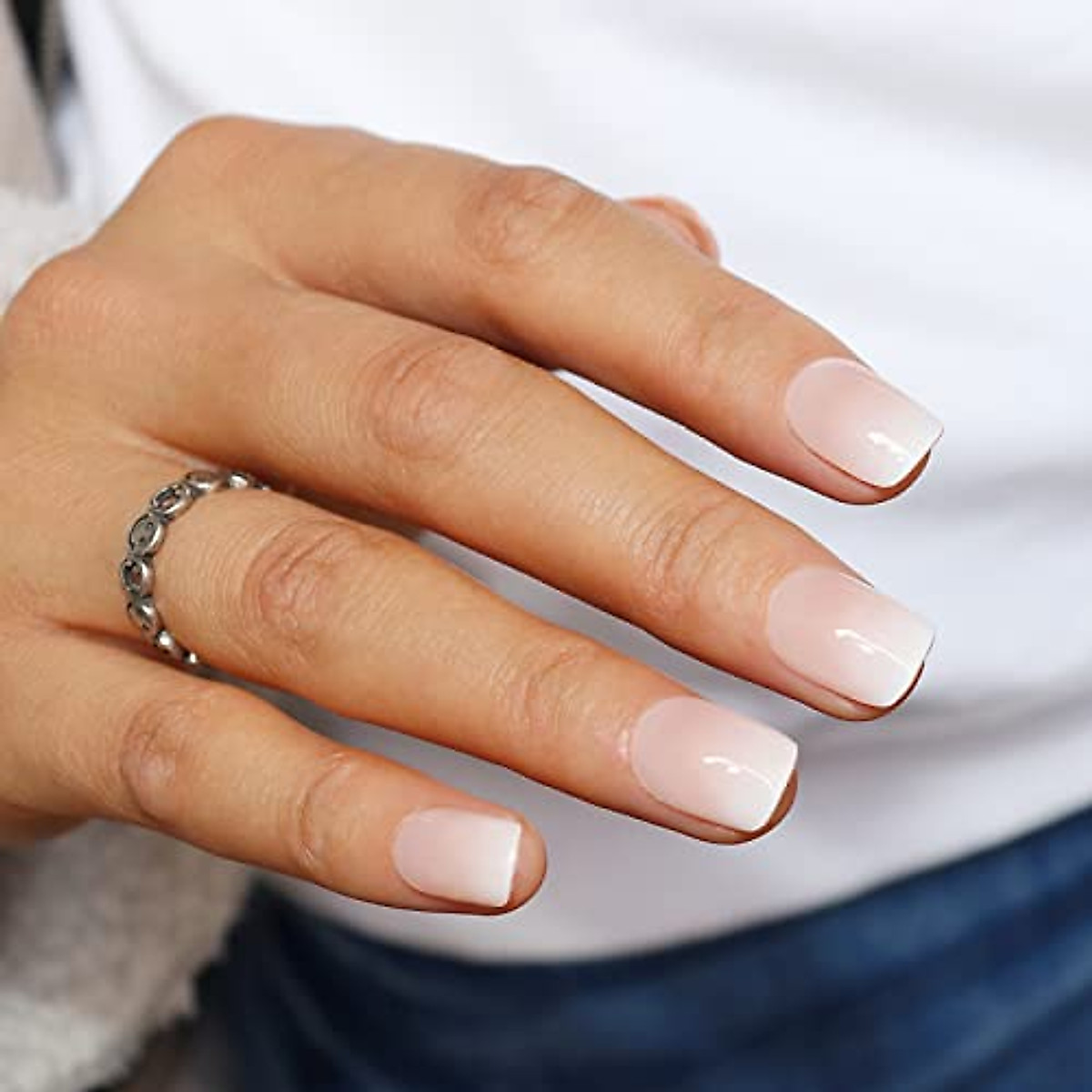 12 Packs (288 Pcs) Press on Nails Medium and Short, Misssix Short Fake Nails Glue on False Nails Almond and Square with Nail Glue for Women (G1)