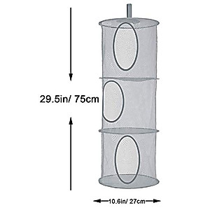 Libeder Mesh Hanging Storage Space Saver Bags Organizer,Foldable Storage Organizer 3/4/5 Compartments Toy Storage Basket for Kids Room Bathroom 2 Sets Grey