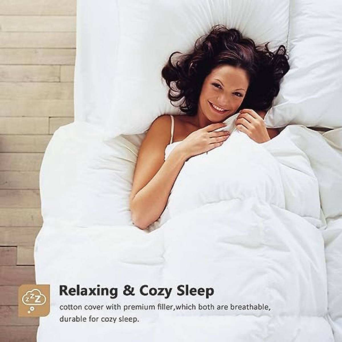 DWR Premium Feather Down Comforter Duvet Insert - 100% Skin-Friendly Cotton, Medium Weight Quilted for All Season Bedding (Full/Queen, Ivory White)