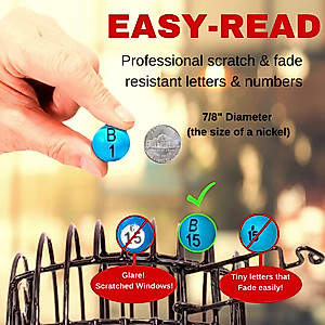 MR CHIPS 50 Easy Read Shutter Slide Bingo Cards Plus Luxury Gold Cage with Everlasting Balls and Master Board