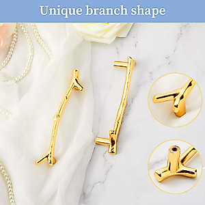 6 Pieces Tray Handles for Tray Molds Resin Tray Molds Handles Branches Shaped Stainless Steel Handles with Screw Sets for Silicone Serving Tray Mold, 4.8 Inch (Gold)