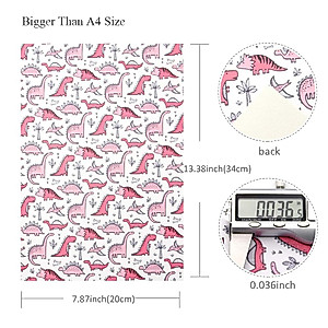 David Angie Dinosaur Printed Faux Leather Sheet 6pcs 7.9" x 13.4" (20 cm x 34 cm) for Earrings Hair Bows DIY Projects Making (Assorted)