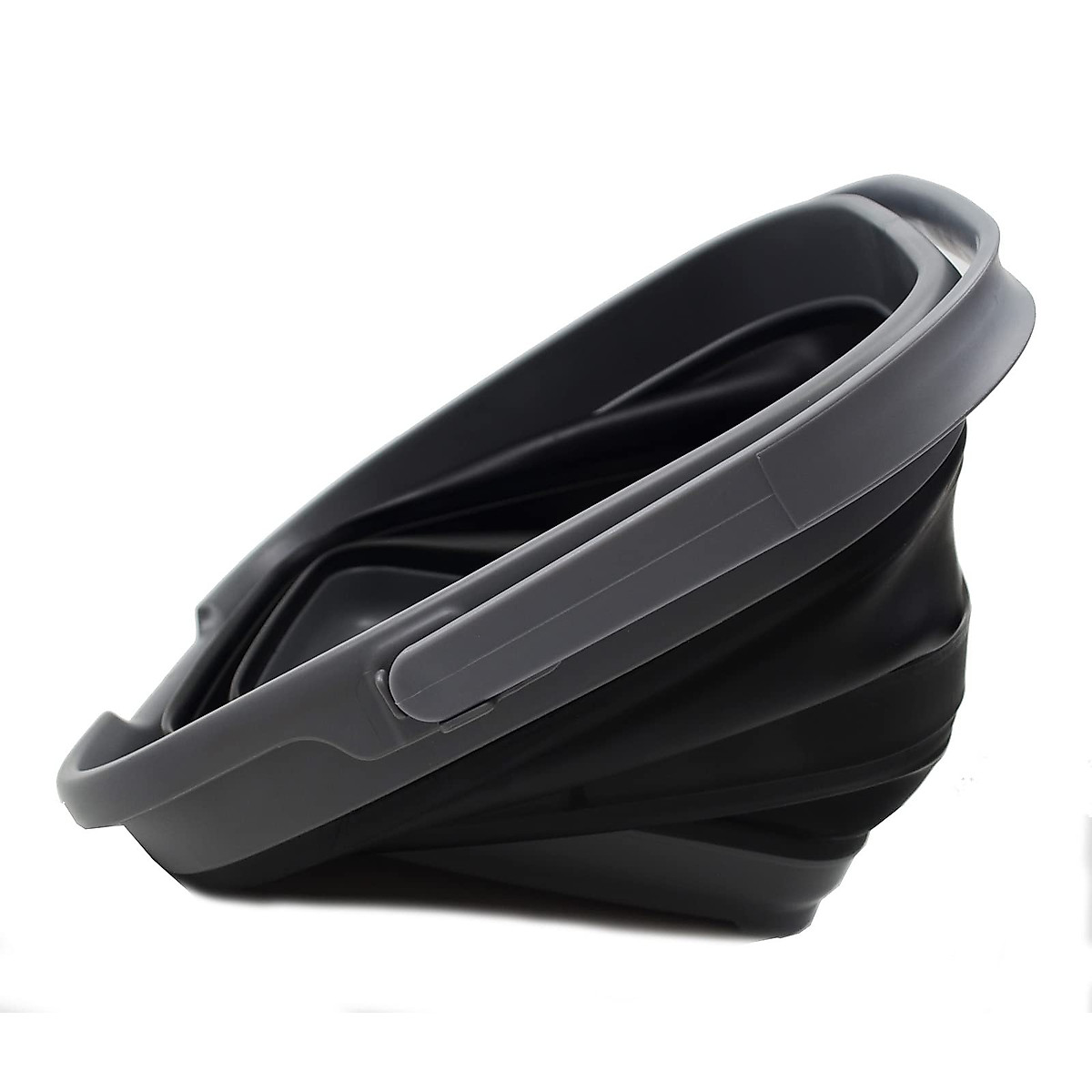 SAMMART 10L (2.6 Gallon) Collapsible Rectangular Handy Basket/Bucket (Grey/Black (Set of 2))