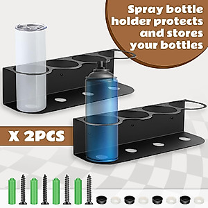Therwen 2 Pcs 4 Holes All Purpose Steel Spray Bottle Holder Heavy Duty Spray Can Holder Rack Organizer Easy Install Wall Mount Paint Spray Bottle Organizer Storage Rack for Garage Home Workspace