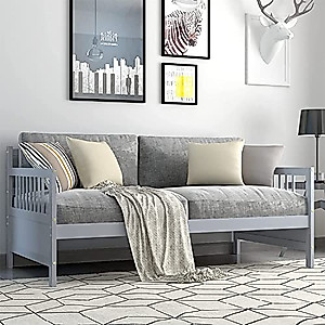 KOMFOTT Wood Daybed Frame Twin Size, Sofa Day Bed Frame with Wooden Slats Support, No Box Spring Needed, Twin Daybed Frame for Bedroom Living Guest Room (Mattress Not Included)