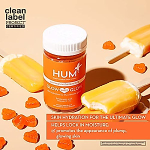 HUM Glow Sweet Glow Skin Supplement & Beauty Gummies - Hyaluronic Acid, Vitamin C + Vitamin E Gummies for Hydrated Skin - Collagen Gummies for Smooth Lasting Plump & Glowing Skin (60 Vegan Gummies)