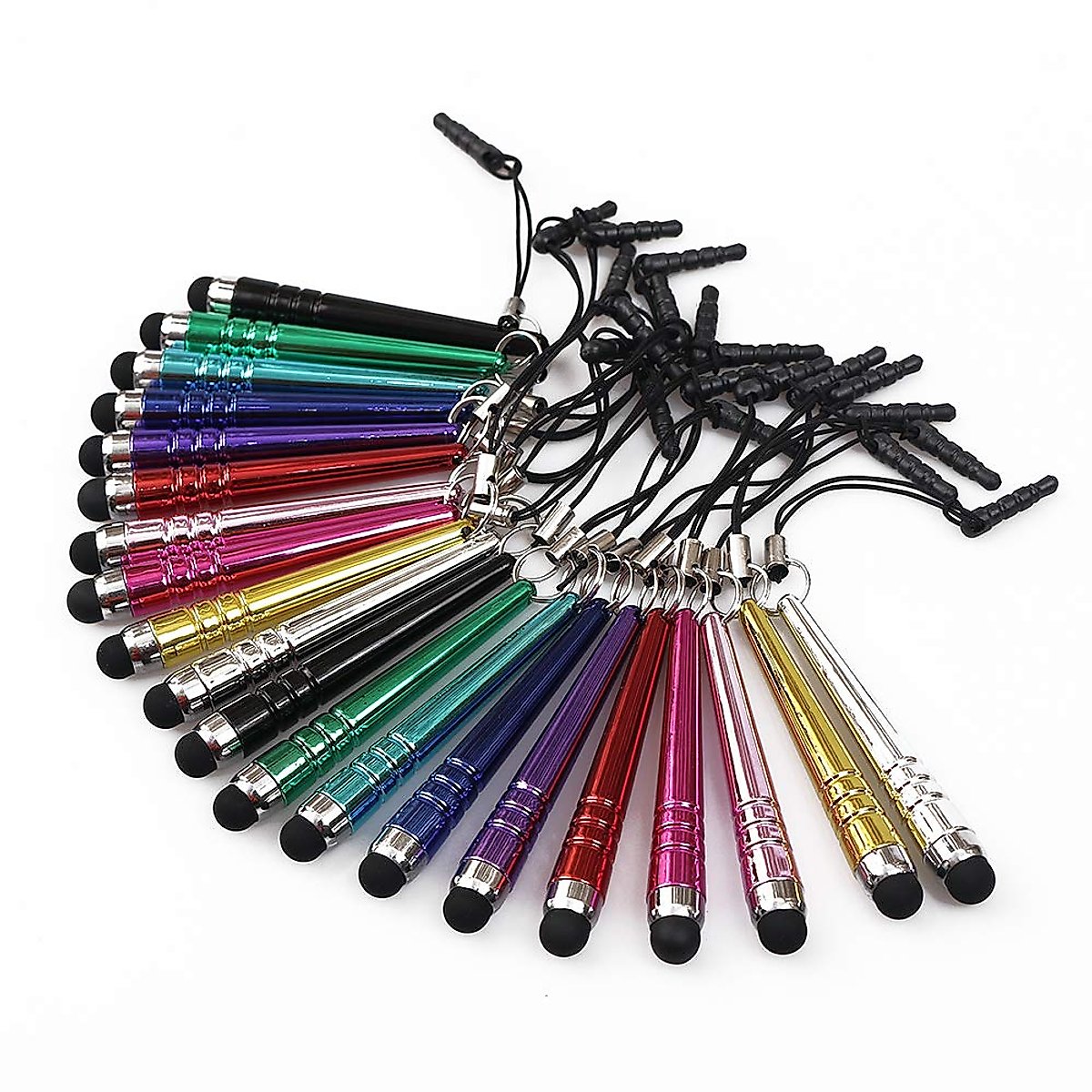 homEdge Mini Stylus Pen Set of 20 Pack, Universal Capacitive Stylus with 3.5 mm Jack Compatible with All Device with Capacitive Touch Screen – 10 Color