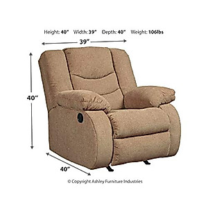 Signature Design by Ashley Tulen Modern Manual Pull Tab Rocker Recliner, Light Brown
