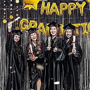 BRAVESHINE Party Decorations Foil Fringe Curtains - 2 Pack 3.2 x 8.2 ft Metallic Tinsel Photo Booth Streamer Backdrops for Boys Gilrs Men Women Birthday Wedding Christmas Graduation Decor - Black